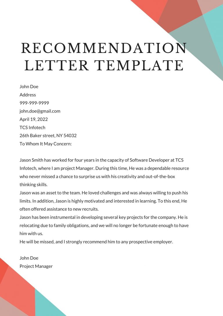 Letter Of Recommendation LOR For UK 2023 2024